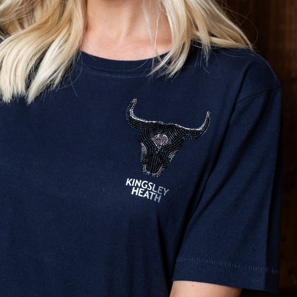 Luxe Skull Regular Crew Slim Tee Midnight - Kingsley Heath