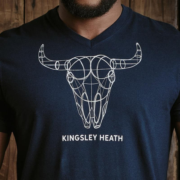 Sketchy Form Skull V-Neck Tee - Midnight - Kingsley Heath