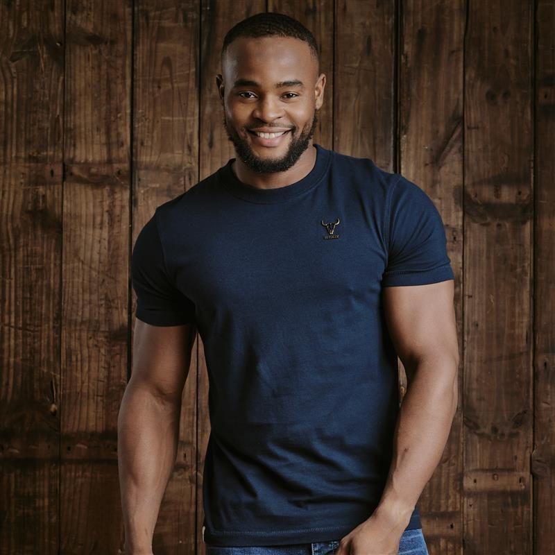 Outline Skull Rivet Crew Tee - Midnight - Kingsley Heath