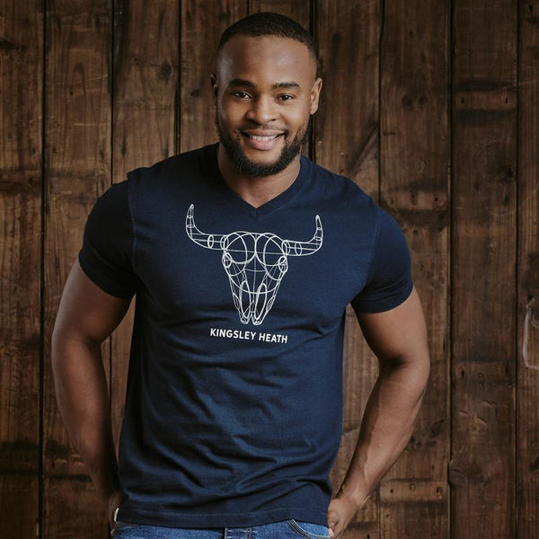 Sketchy Form Skull V-Neck Tee - Midnight - Kingsley Heath