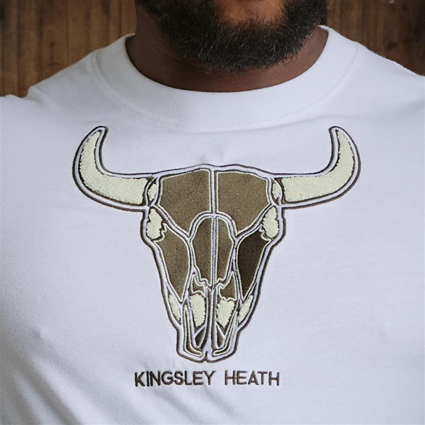 Towelling Infill Skull Crew Tee - Pelican - Kingsley Heath