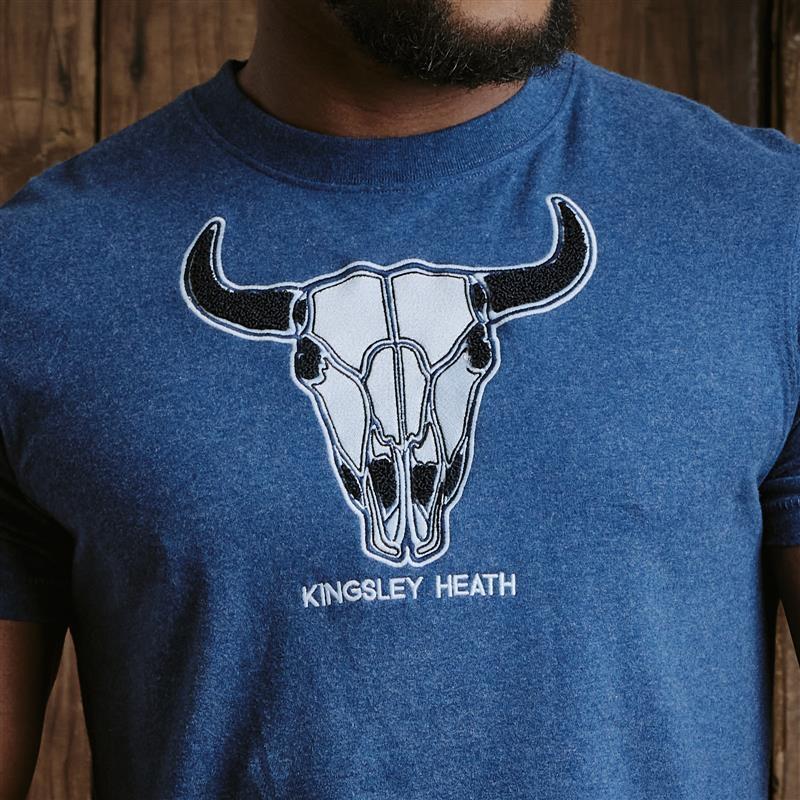 Towelling Infill Skull Crew Tee - Monarch - Kingsley Heath