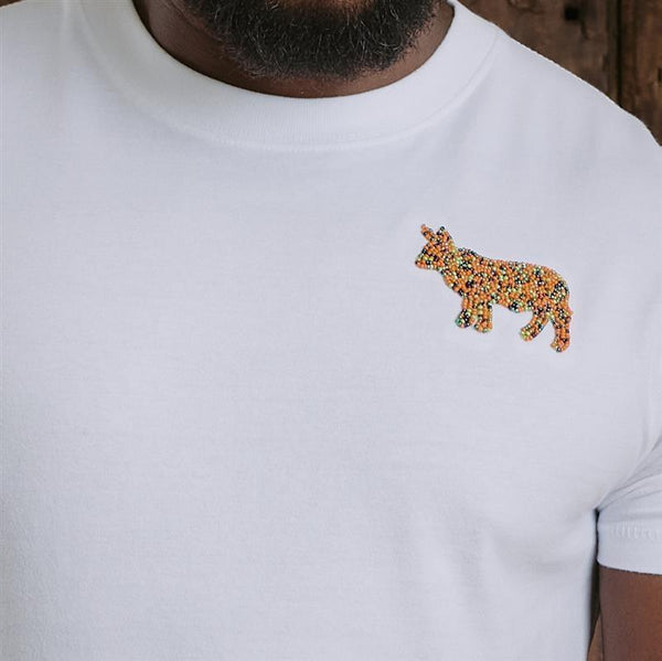 Kingsley Seed Bead Nguni Crew Tee - Pelican - Kingsley Heath