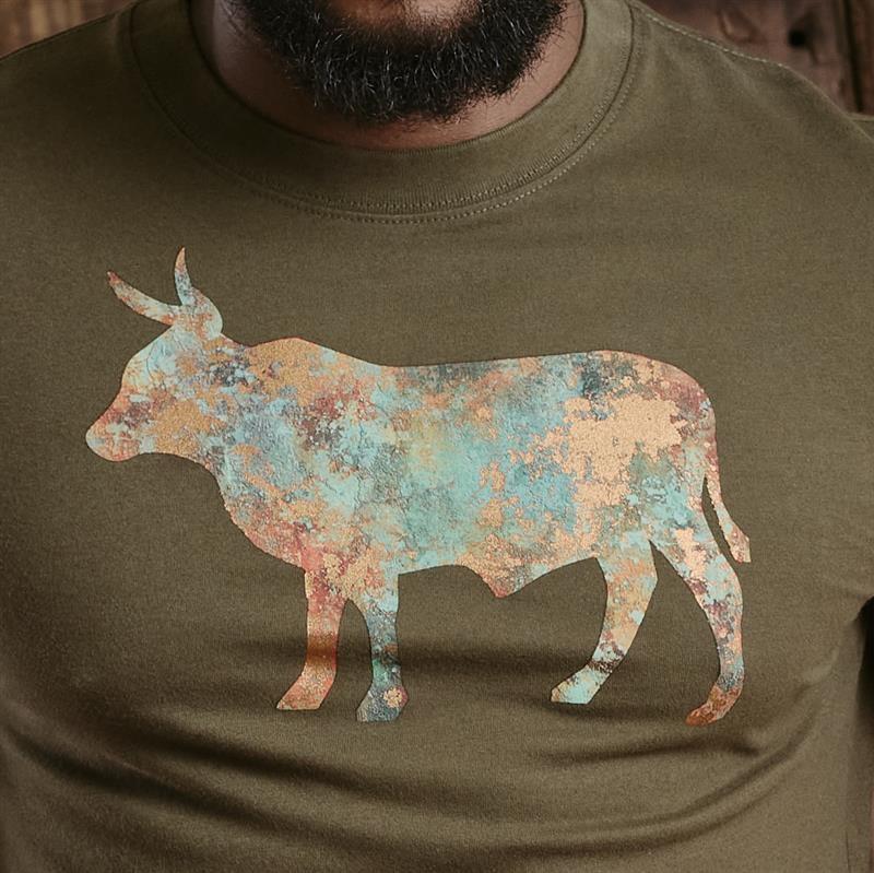 Kingsley Foil Patina Acid Wash Crew Tee - Fatigue - Kingsley Heath