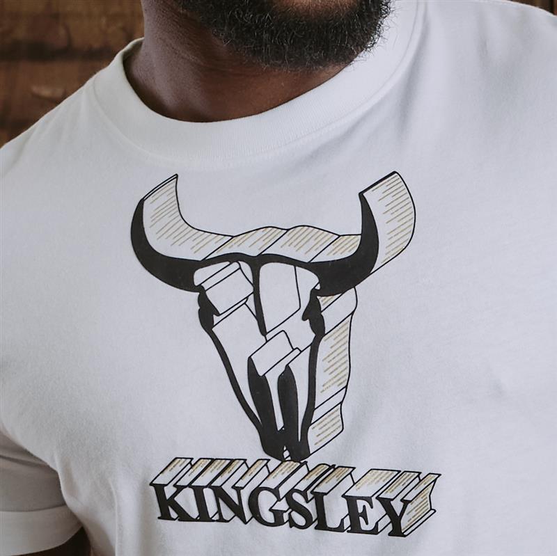 Kingsley 3D Bold Skull Crew Tee - Pelican - Kingsley Heath