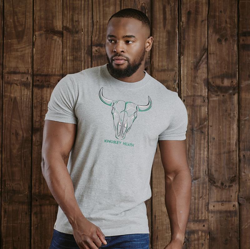 Kingsley Linear Colour Skull - 1593 Crew Tee - Vervet - Kingsley Heath