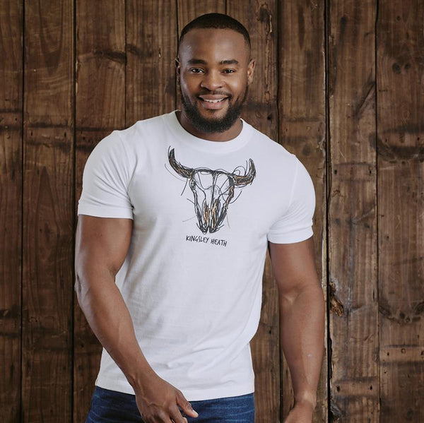 Kingsley Doodle Skull (1655) Crew Tee - Pelican - Kingsley Heath